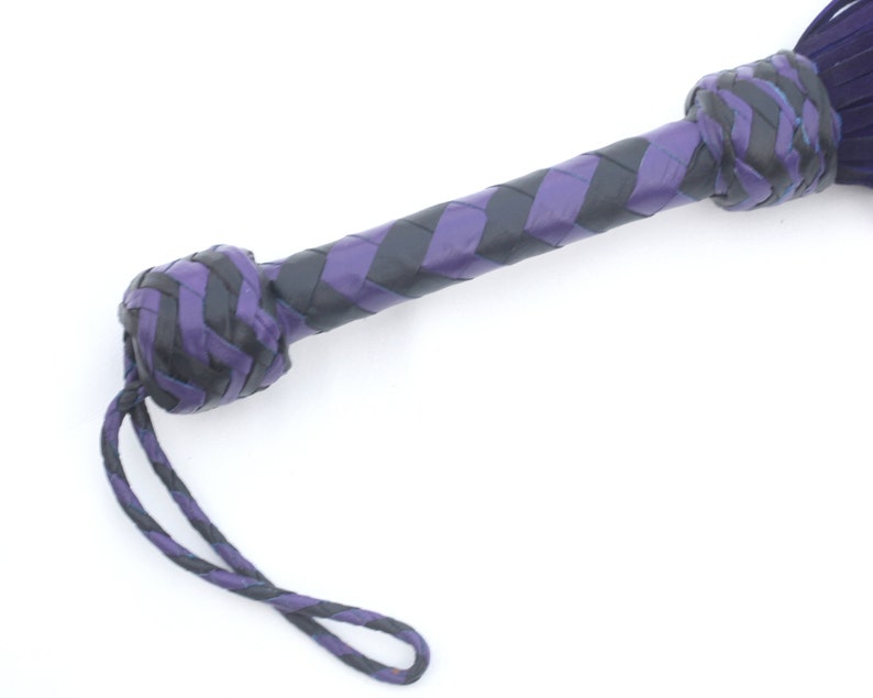 50 Falls Real Cowhide Suede Leather Flogger Purple Black Falls Braided ...