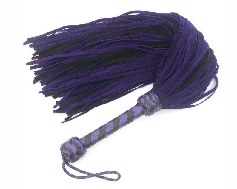 50 Falls Real Cowhide Suede Leather Flogger Purple Black Falls Braided ...