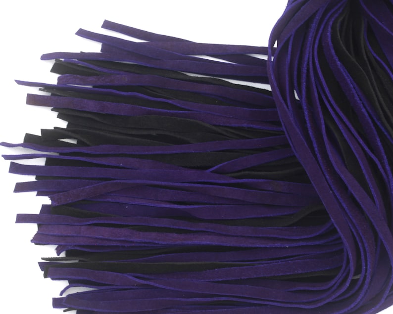 50 Falls Real Cowhide Suede Leather Flogger Purple Black Falls Braided ...