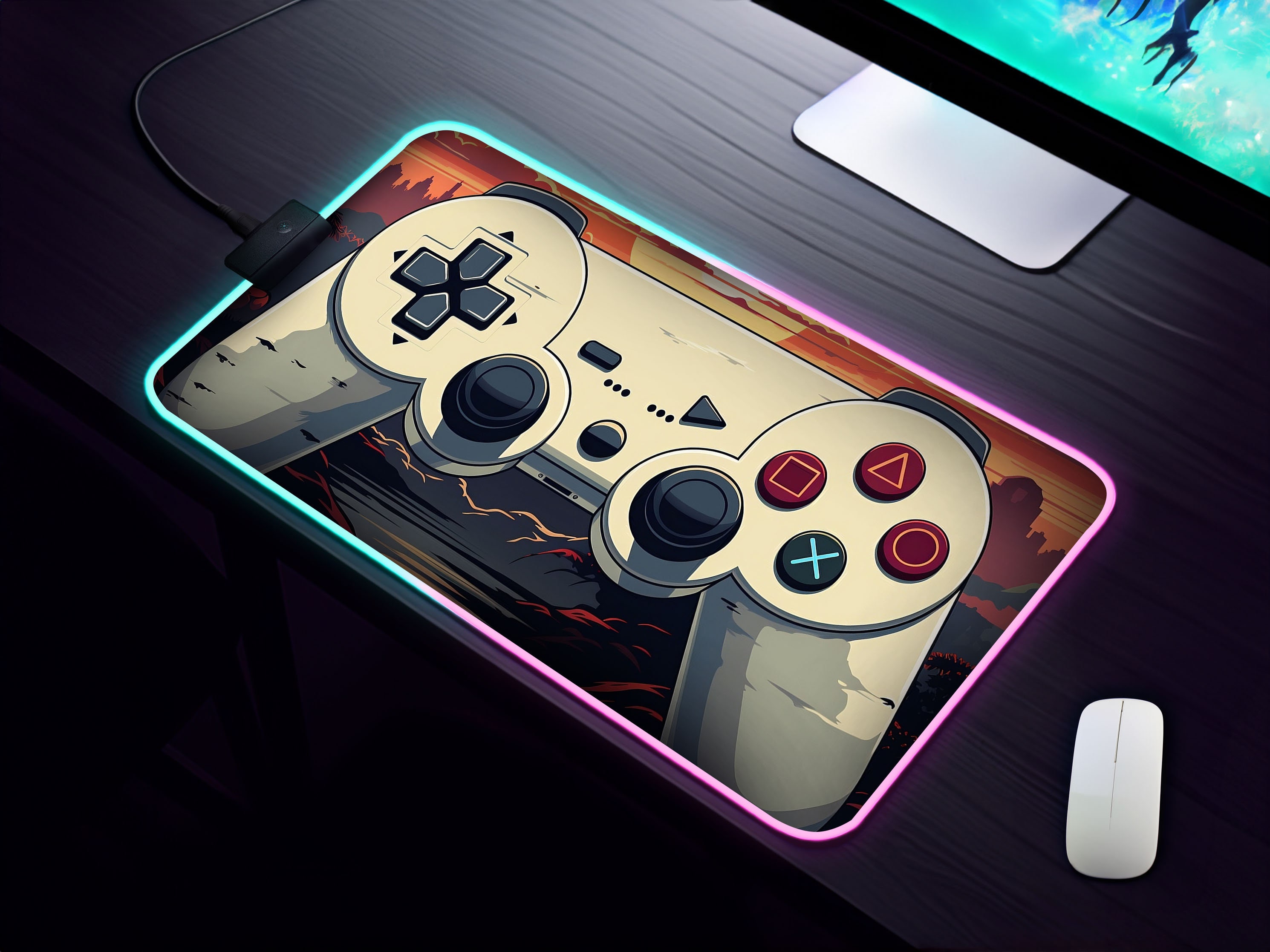 Aesthetic Game Controller Art Design 2 RGB Desk Mat LED light sold by ...