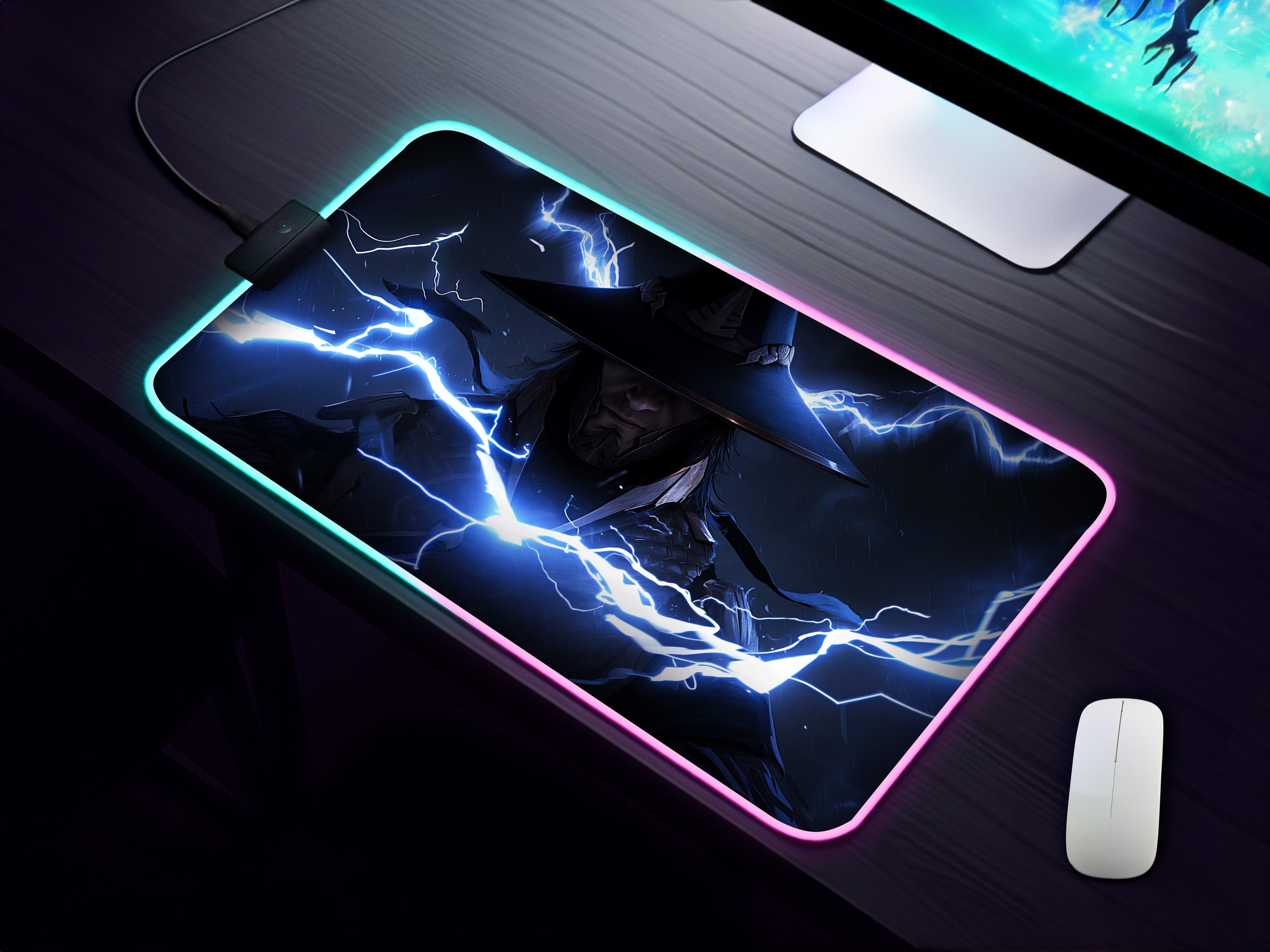 Raiden Video Game Fighting Character Art RGB Desk Mat LED sold by Cyan ...