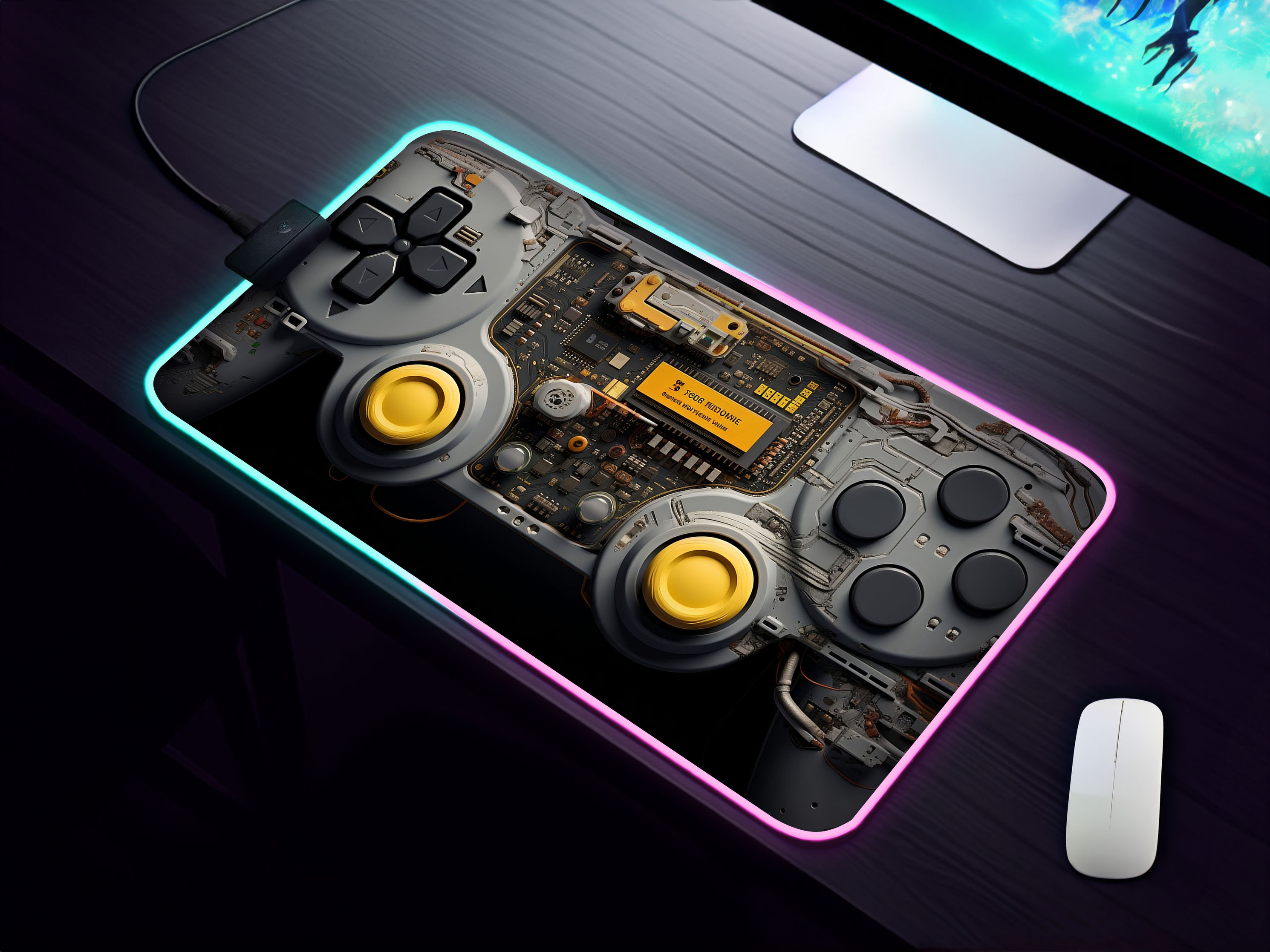 Aesthetic Game Controller Art Design 2 RGB Desk Mat LED light sold by ...