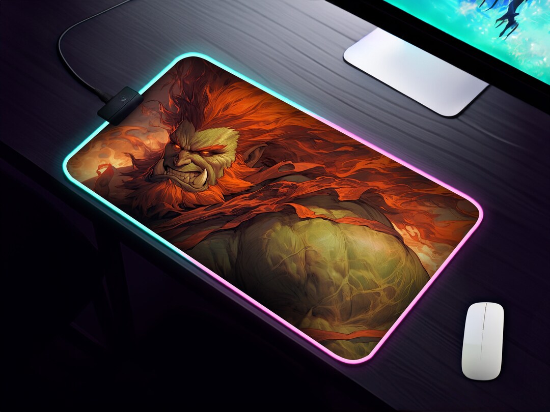 Blanka Video Game Character Art RGB Desk Mat LED Light Custom - Etsy