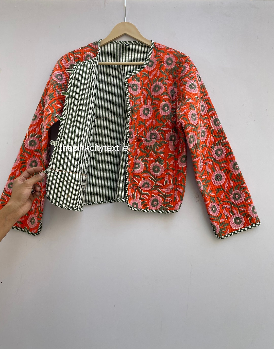 Hand Block Printed Cotton Jacket - Indian Floral Quilted Coat - Etsy
