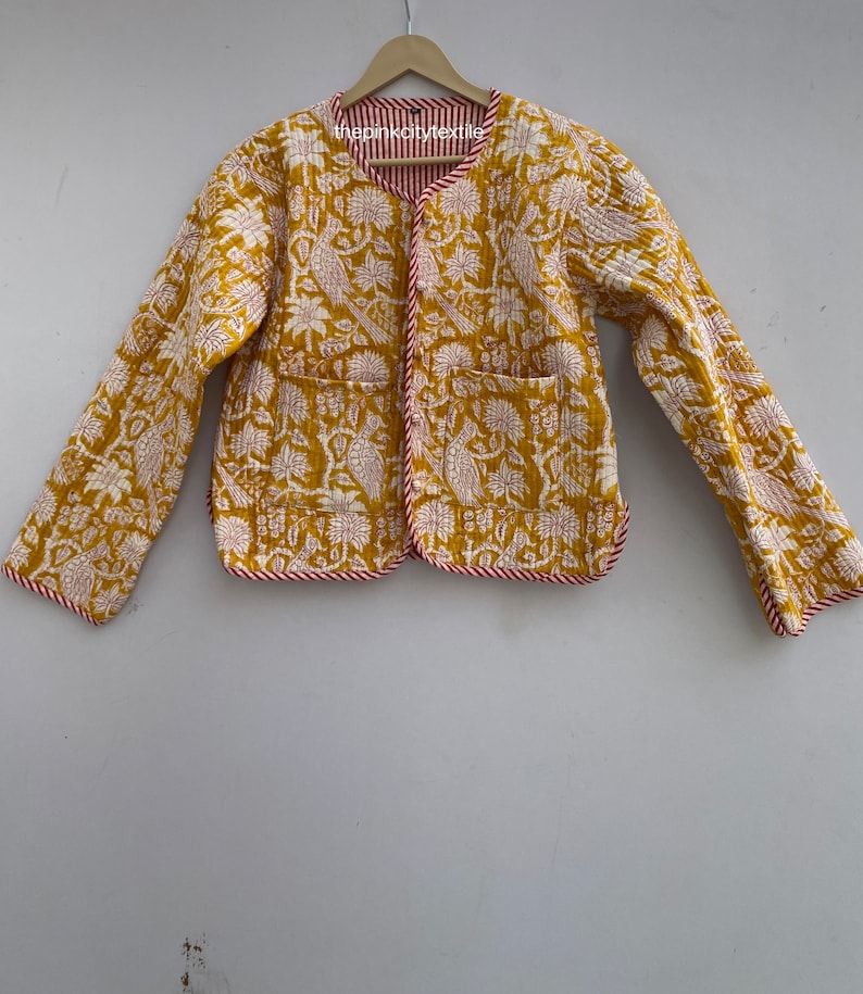 Handmade Block Print Cotton Quilted Jacket: Reversible Partywear Coat ...