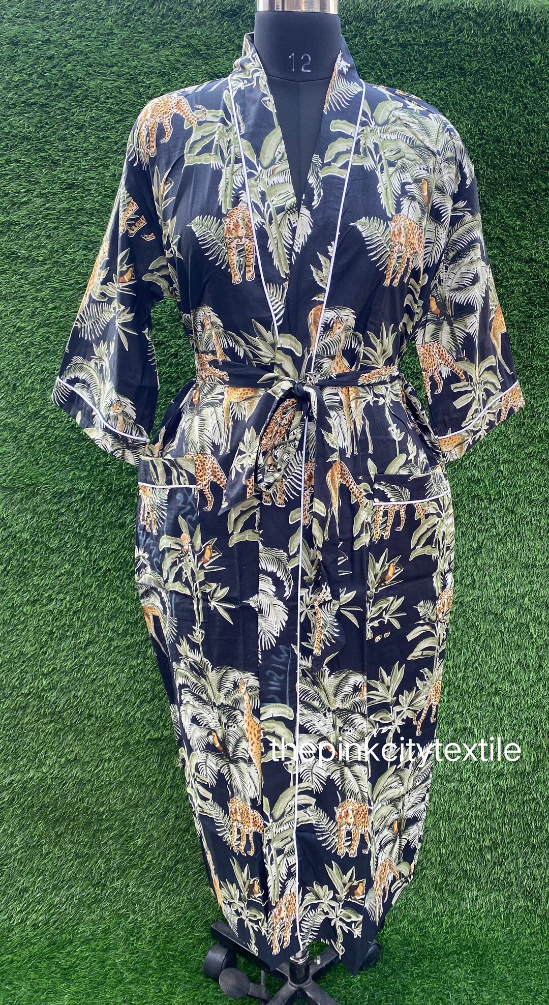 Safari Print Kimono Robes, Tiger Jungle Cotton Robe, Summer Beach Wear ...