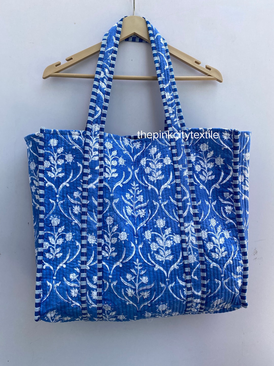 Indian 100% Cotton Quilted Bag, Hand Block Print Bag, Market Bag ...