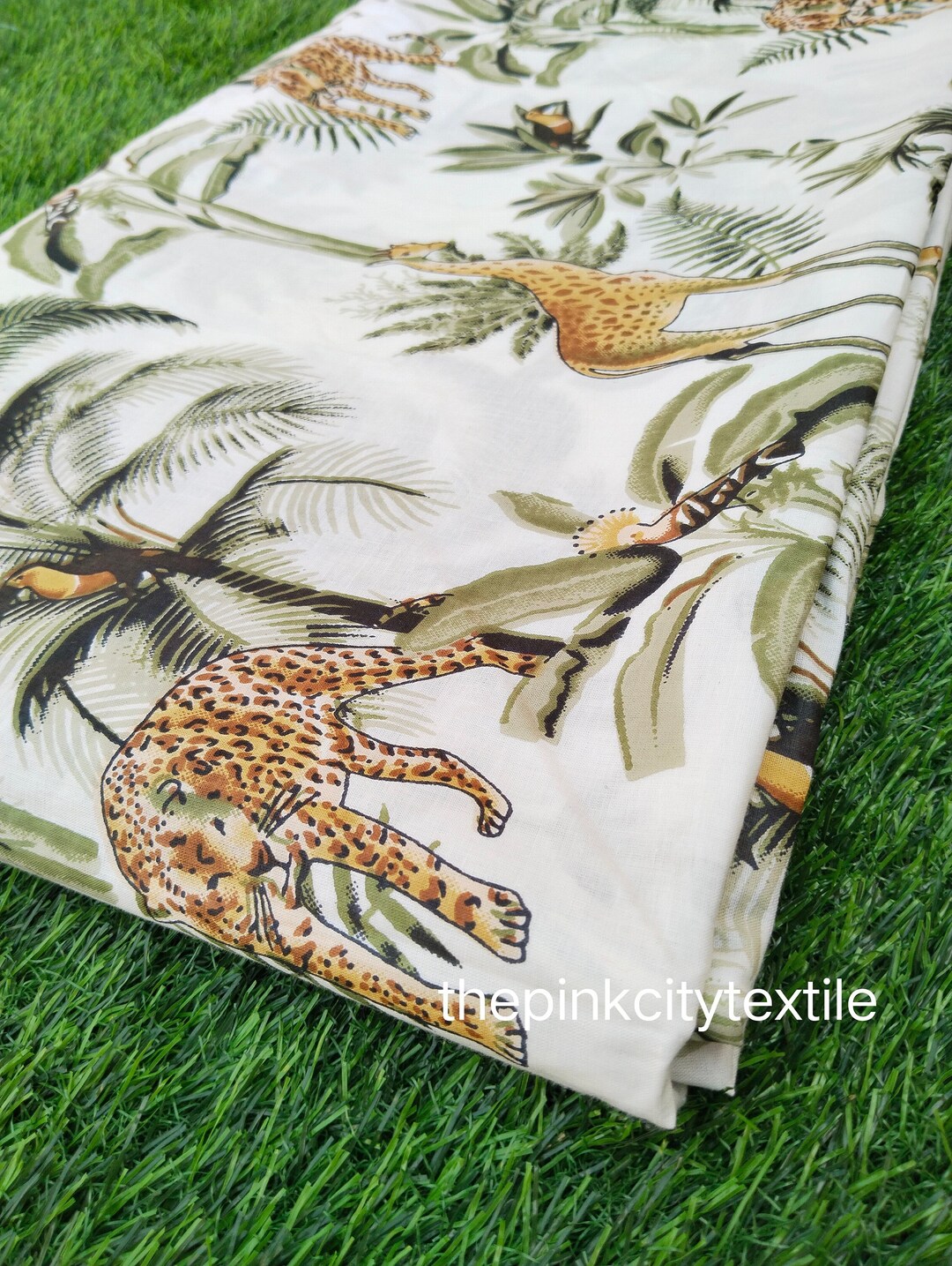 Jungle Block Print Cotton Fabric: Indian Handmade Floral Fabric - Etsy