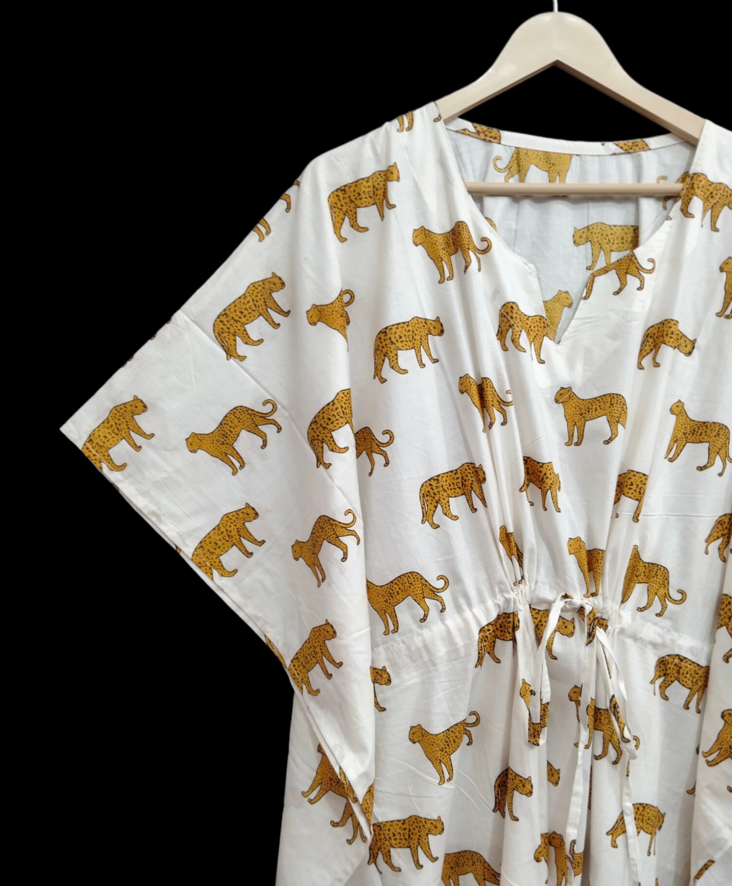 Tiger Print Cotton Kaftan: Long Maxi Beach Cover-up - Etsy UK