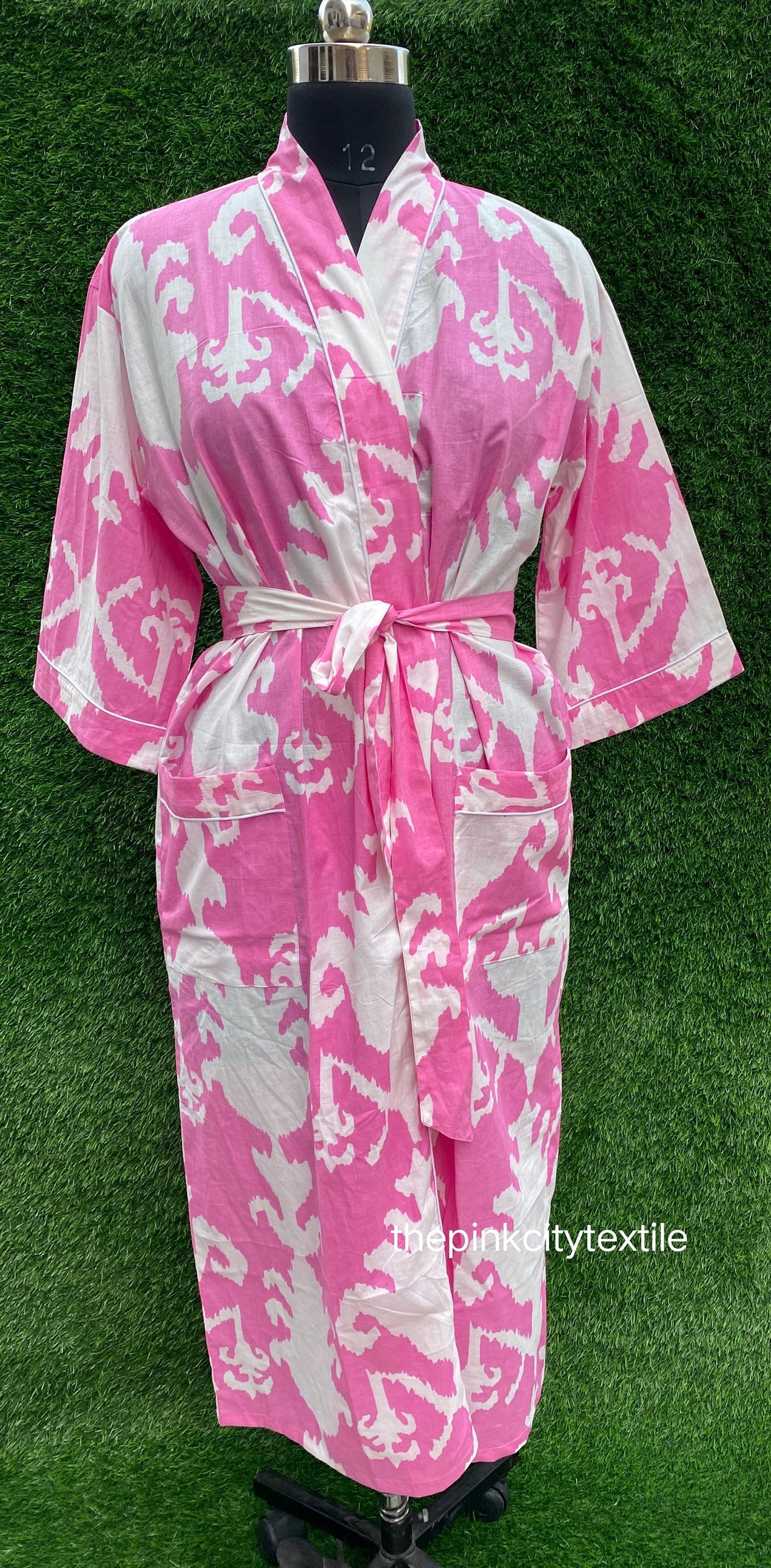 Pink Ikat Cotton Kimono Women Wear Front Open Kimono Handmade Kimono ...