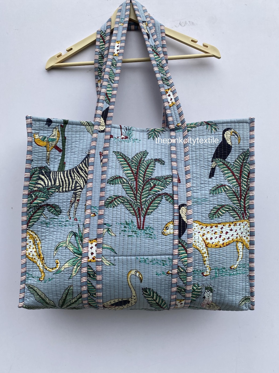 Beautiful Indian Tote Bag Tiger Print Cotton Bag Indian Handmade Tote ...