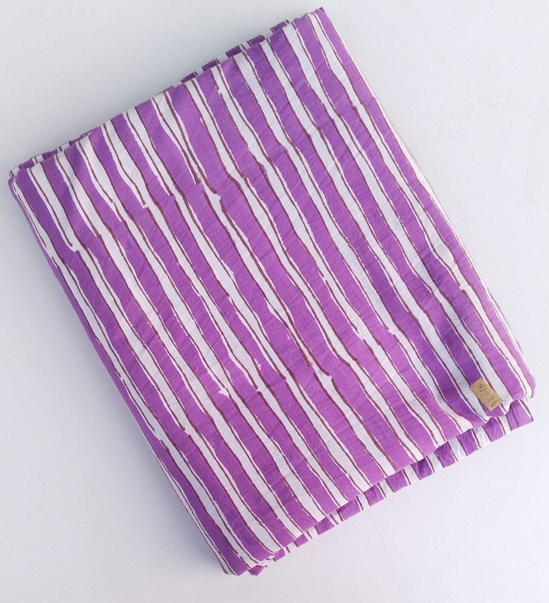 Purple Stripe Cotton Block Print Indian 100% Pure Cotton Cloth, Fabric ...