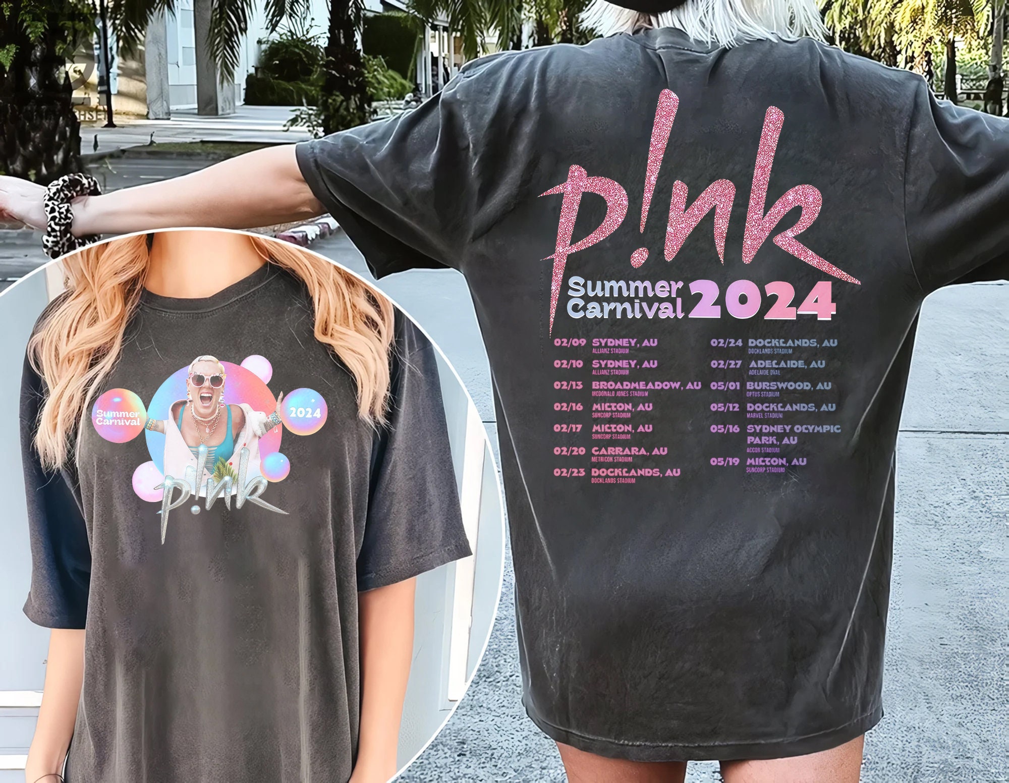 Pnk Singer Tour 2024 Shirt, Pnk Pink Summer Carnival Tour Two Sides ...