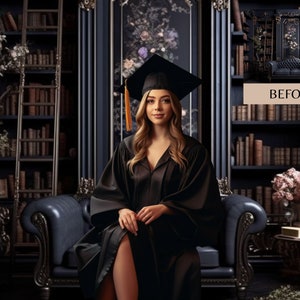 Digital Graduation Backdrop, Library Backgrounds, Dark Academia Grad ...