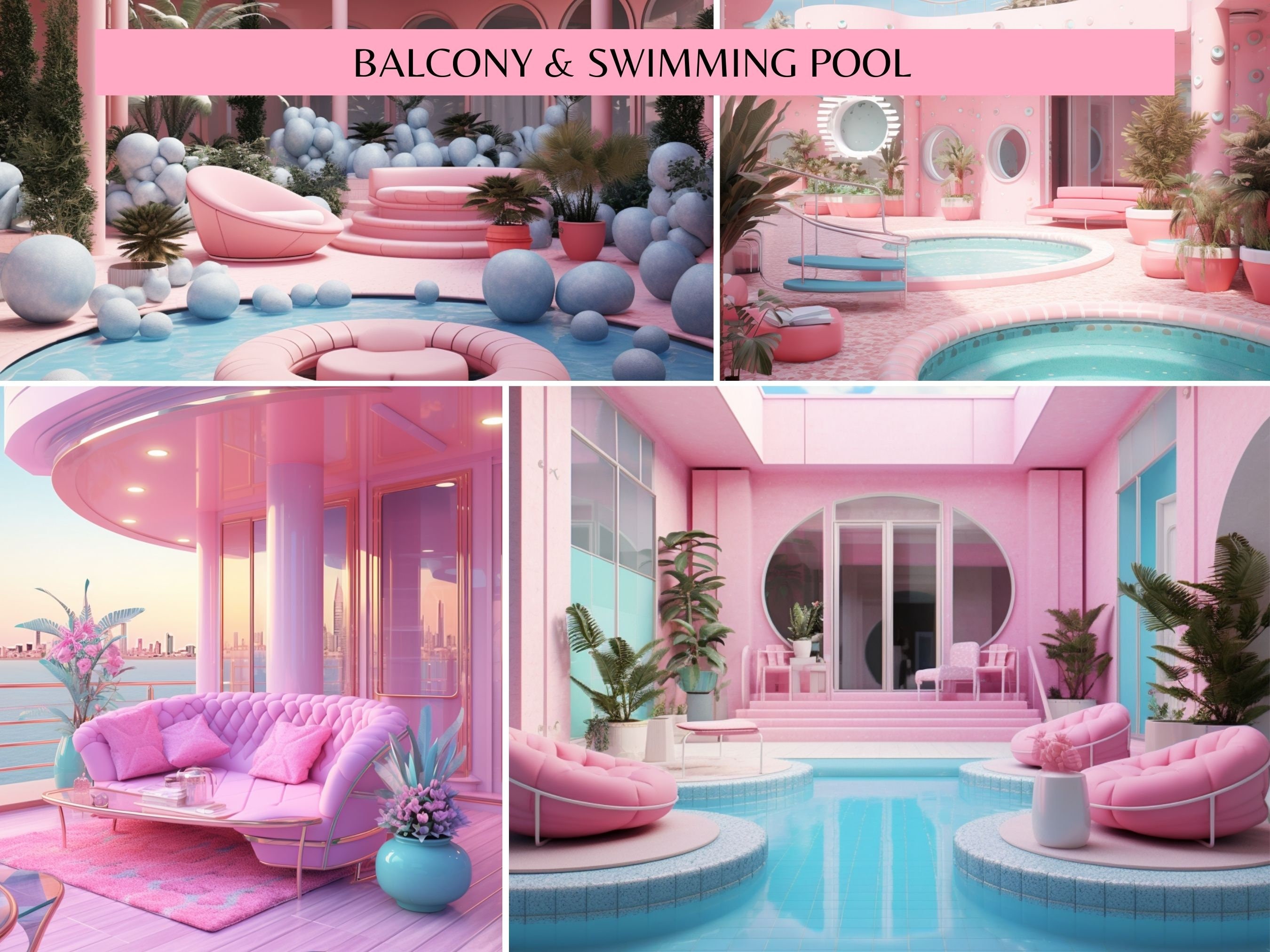 Pink Dollhouse, Digital Backdrops, Dollhouse Set, Doll World Background ...