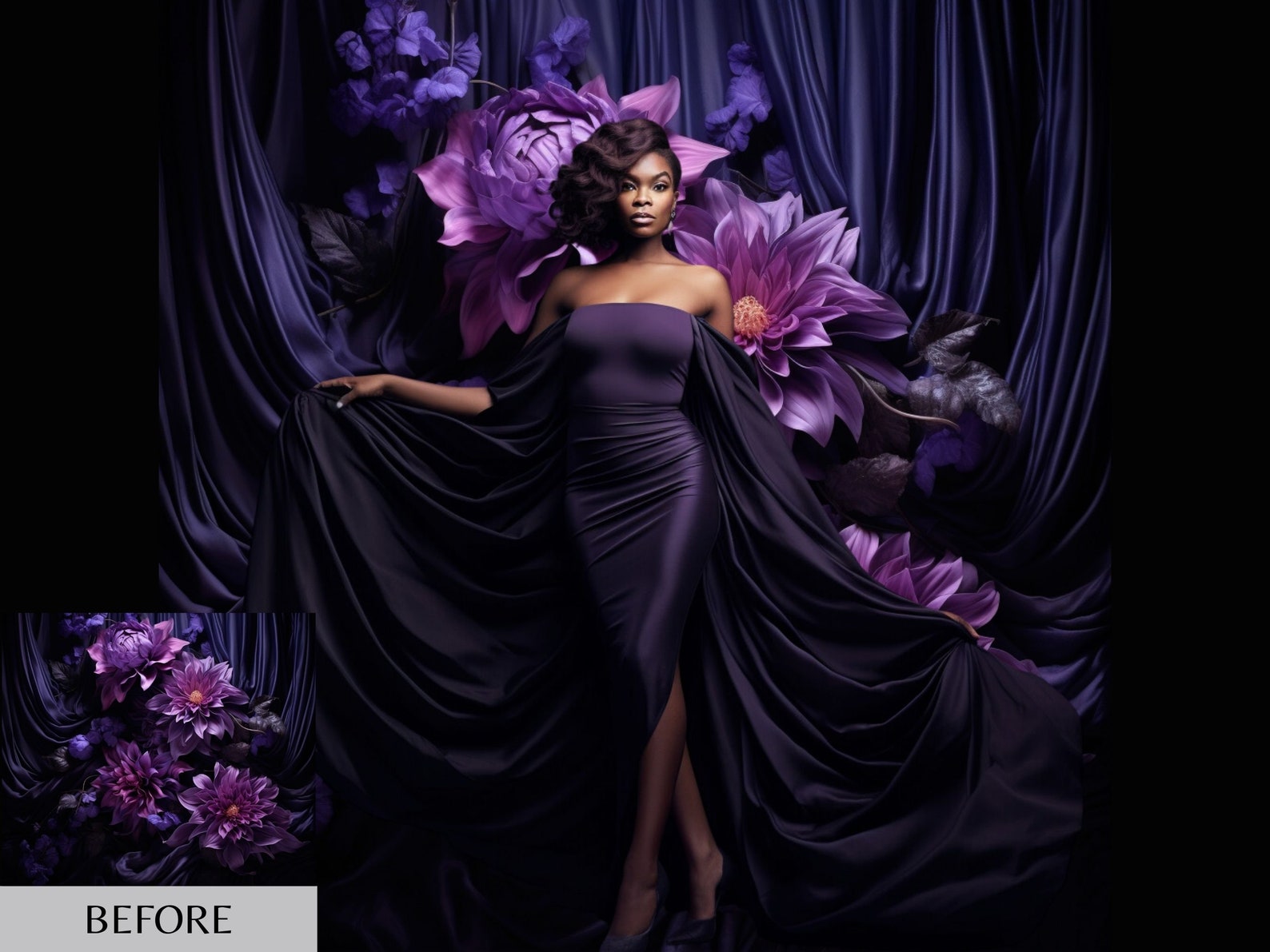 Floral Maternity Backdrops Portrait Overlays Photography - Etsy