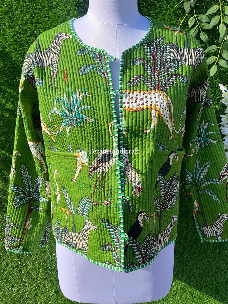 Indian Cotton Quilted Jacket, Winter Women Button Coat,handmade Safari ...