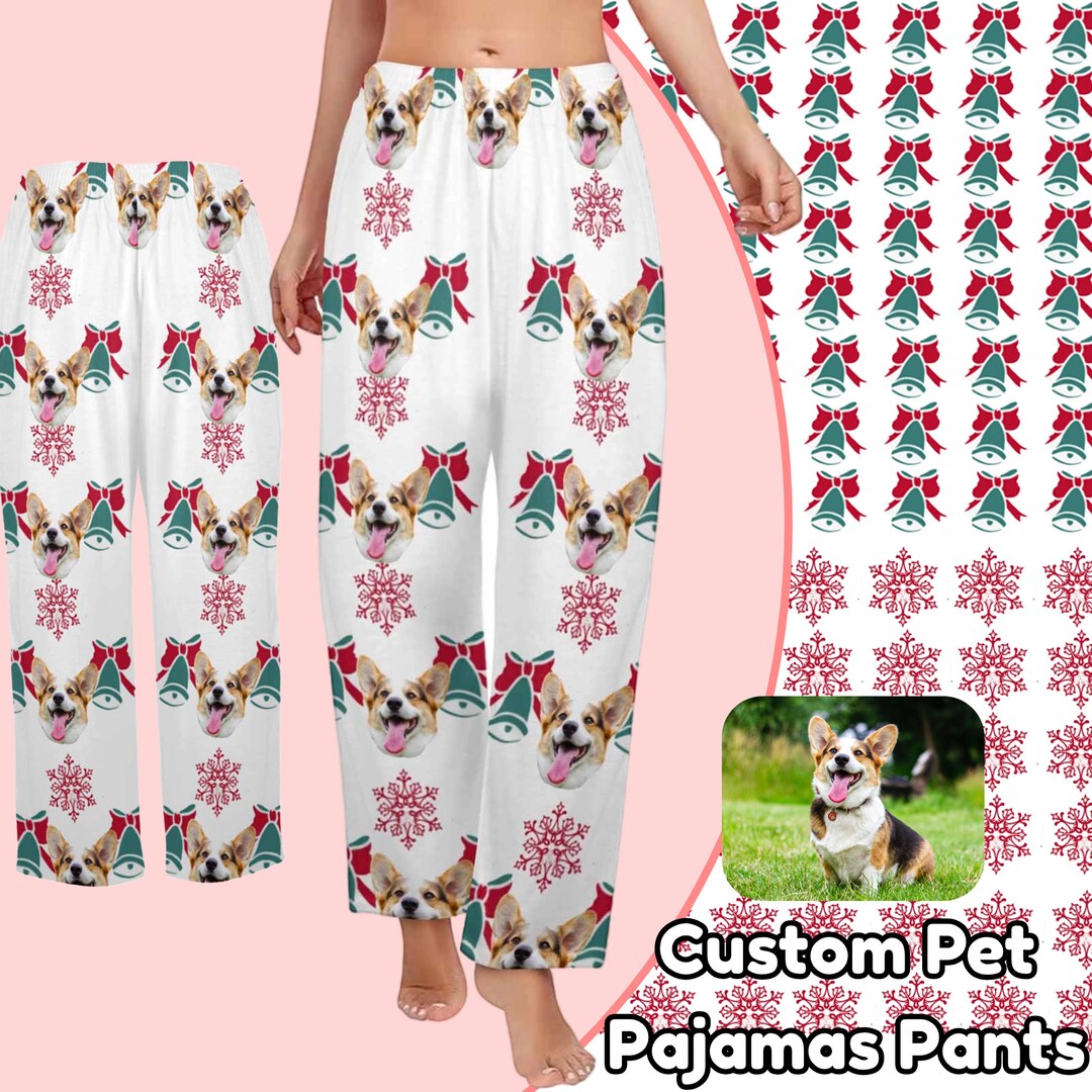 Custom Pajama Pantspajamas With Pets Facedog Print Pajamas - Etsy