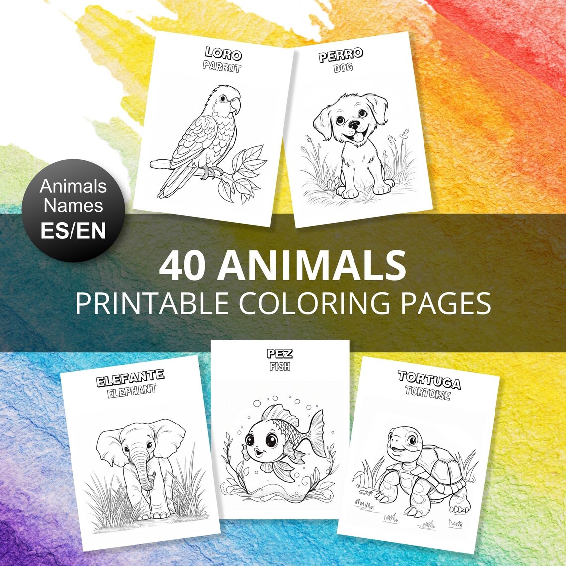 40 Printable Animals Coloring Pages for Kids, With Animals Name in ...