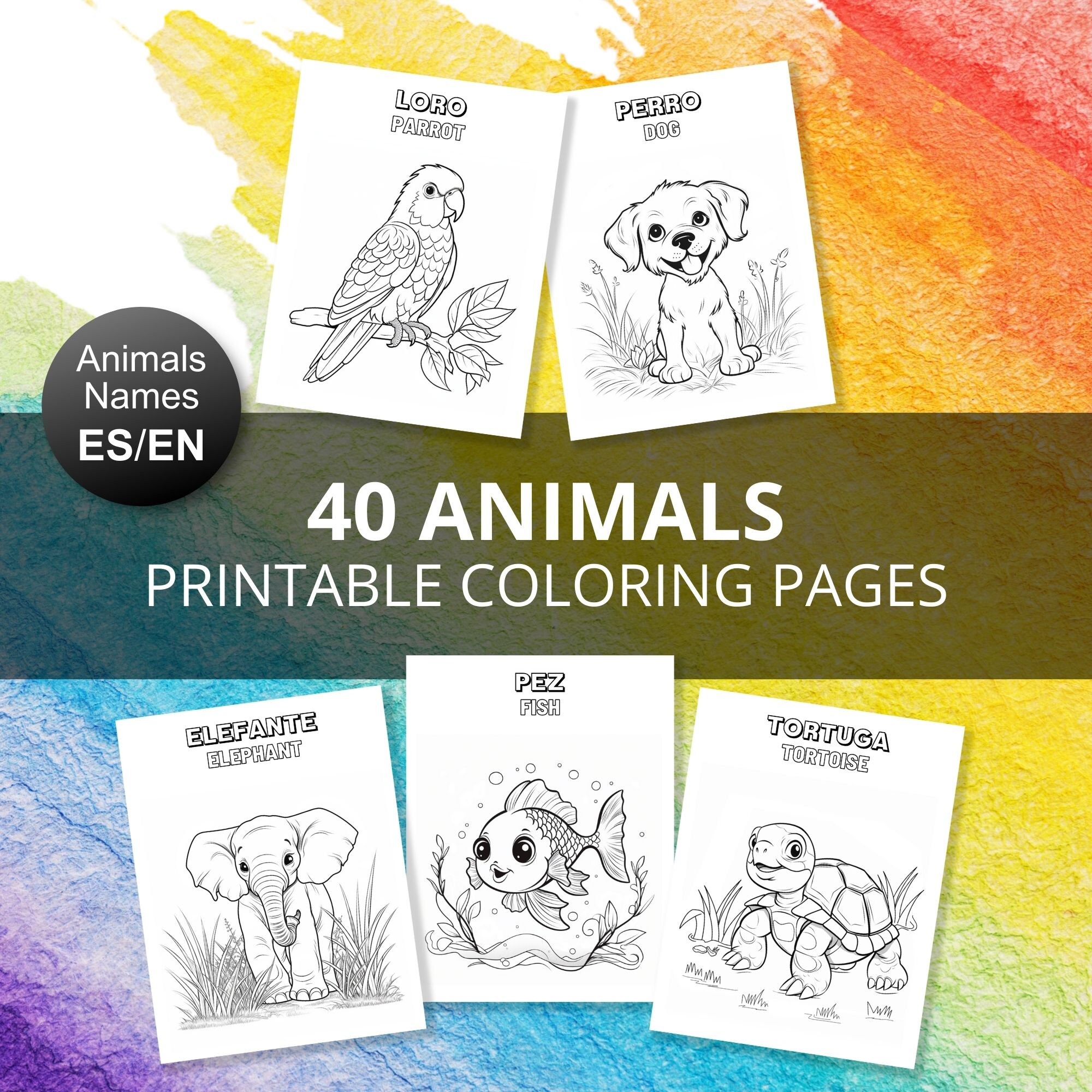 40 Printable Animals Coloring Pages for Kids, With Animals Name in ...