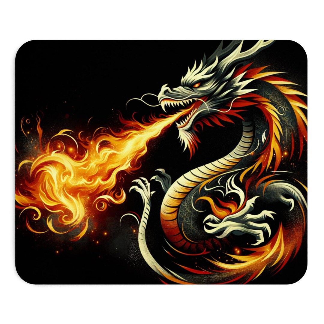 Dragon Mouse Pad, Fantasy Gaming Desk Decor, Mythical Creature Office ...
