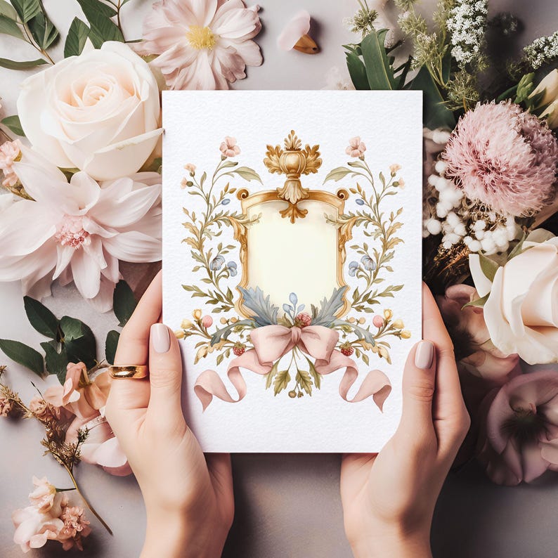 Wedding Floral Frame Crest template Crest Card PNG Clipart Wildflowers ...