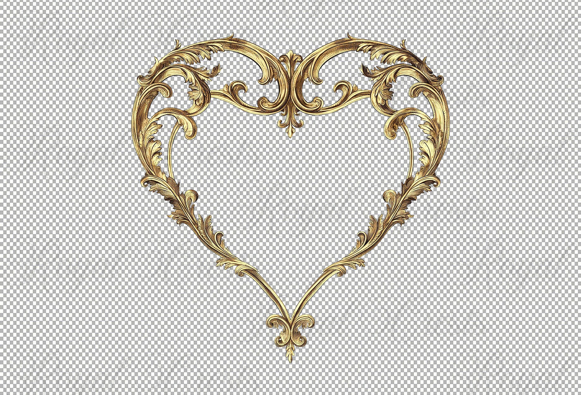Ornate Gold Heart Frame template Crest Clipart PNG Clipart Rococo Royal ...