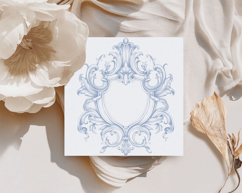 Baroque Scrolls template Crest PNG Clipart template Floral Rococo ...