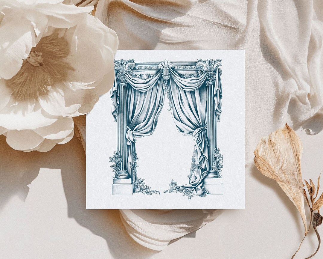 Baroque Curtain template Crest PNG Clipart template Floral Curtain ...