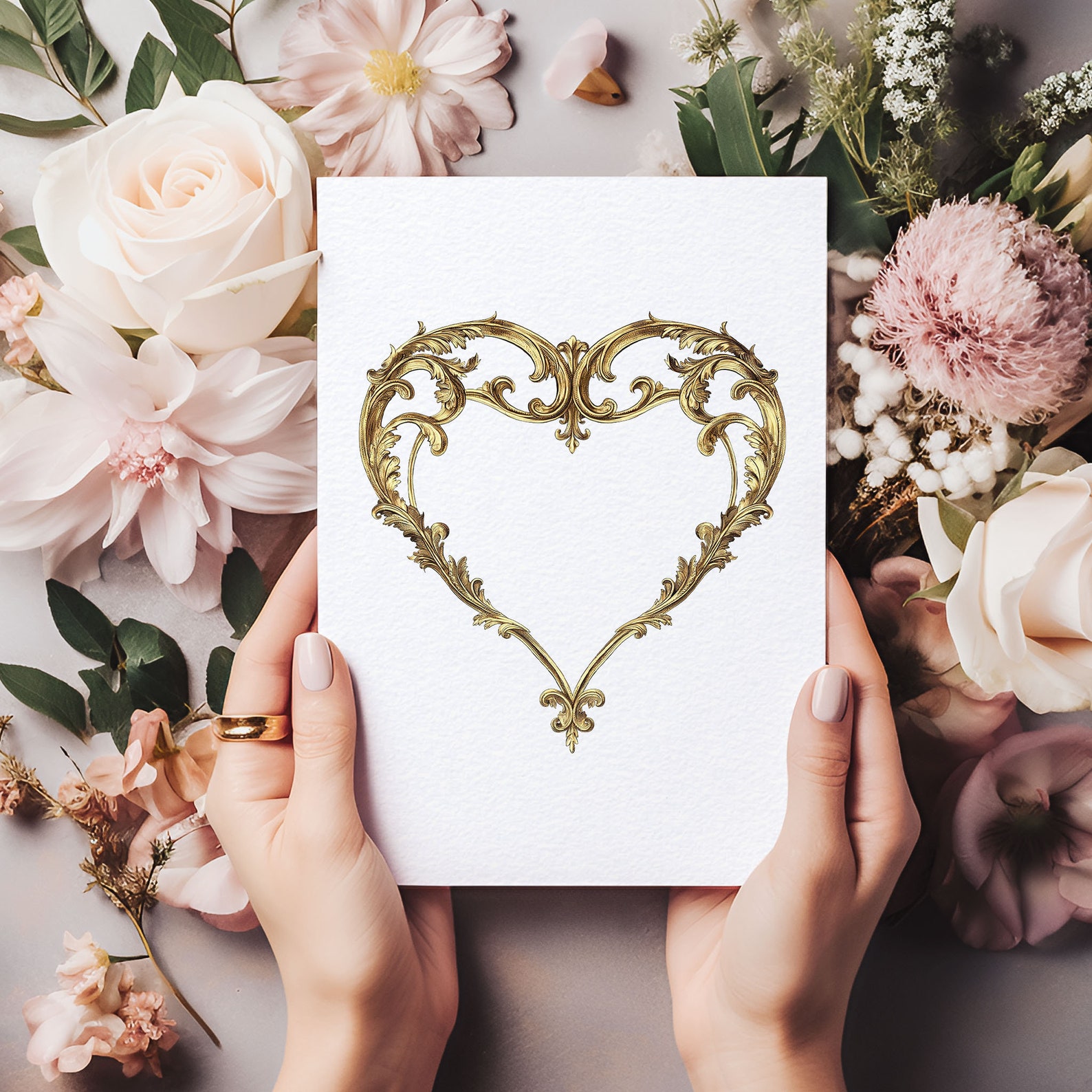 Ornate Gold Heart Frame template Crest Clipart PNG Clipart Rococo Royal ...
