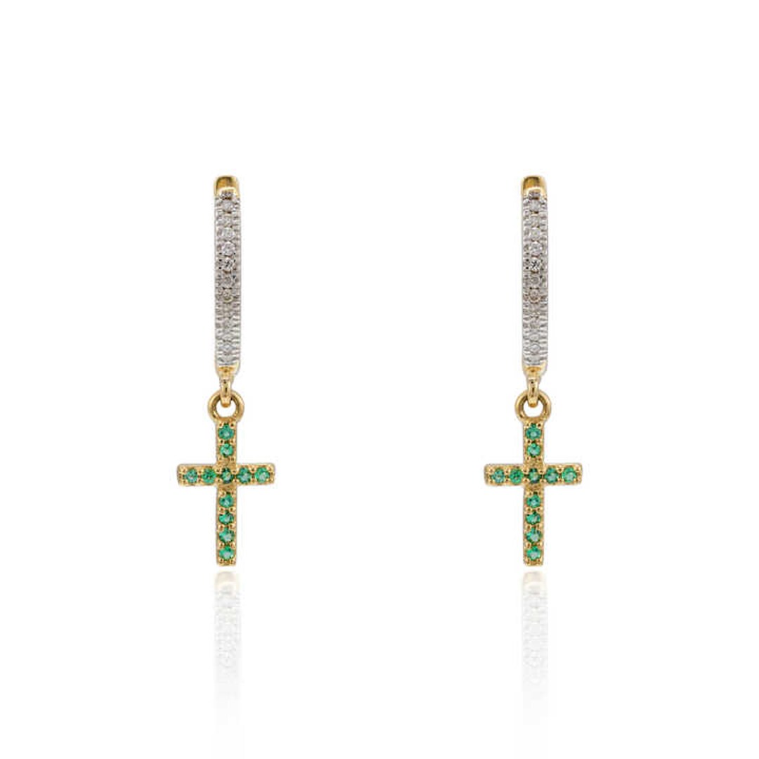 14k Solid Gold Criss Cross Diamond Earrings / 1mm Round Cut Natural ...