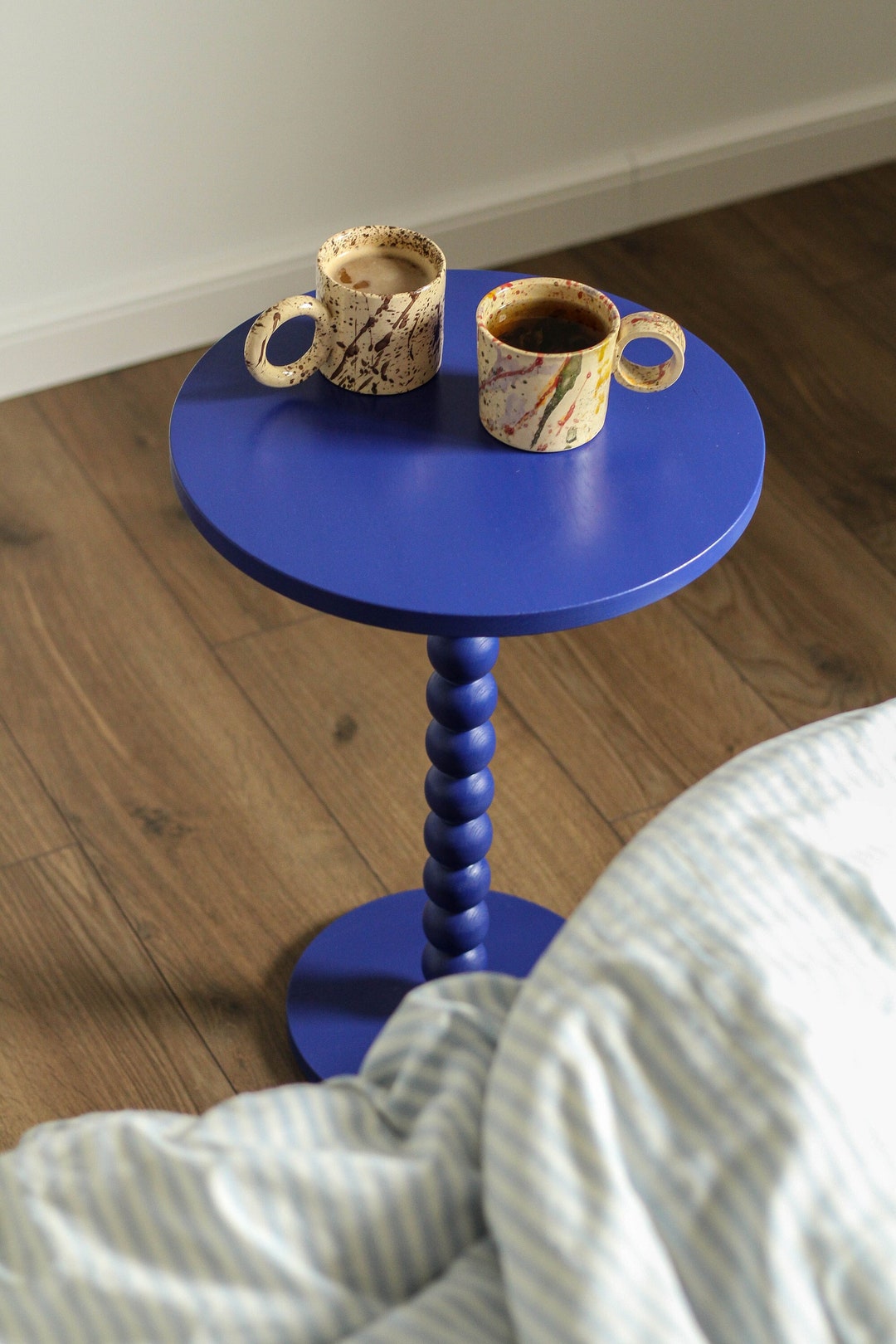 Lacquered Coffee Table, Round Table on One Leg, Bedroom Side Table - Etsy
