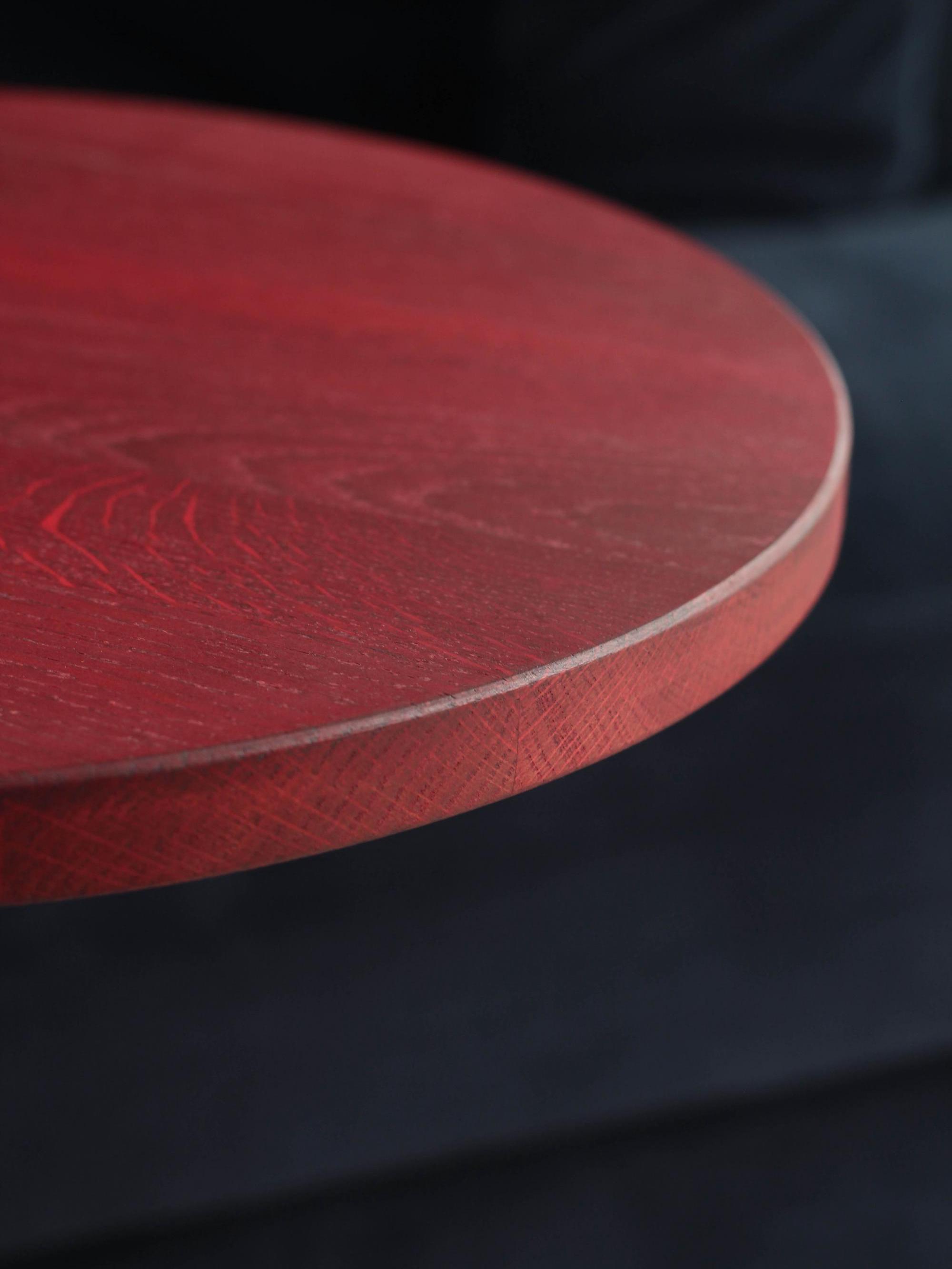 Dark Red Coffee Table on Single Leg, Cozy Home Decor, Cute Table With ...