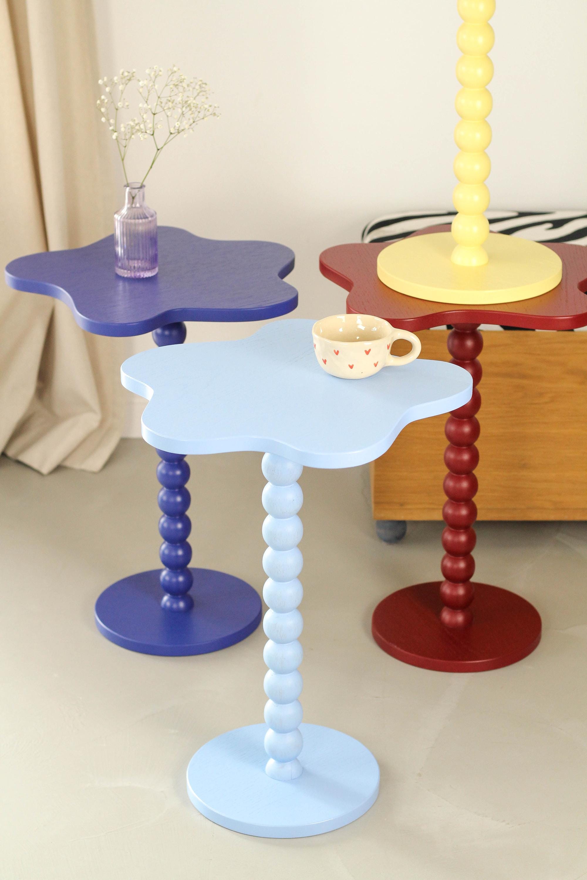 Lacquered Table, With Wavy Oval Shape, Side Table on One Leg, Color ...