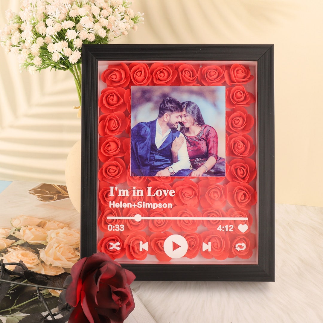 Custom Spotify Shadow Box,rose Shadowbox,shadowbox Rose Song Frame ...