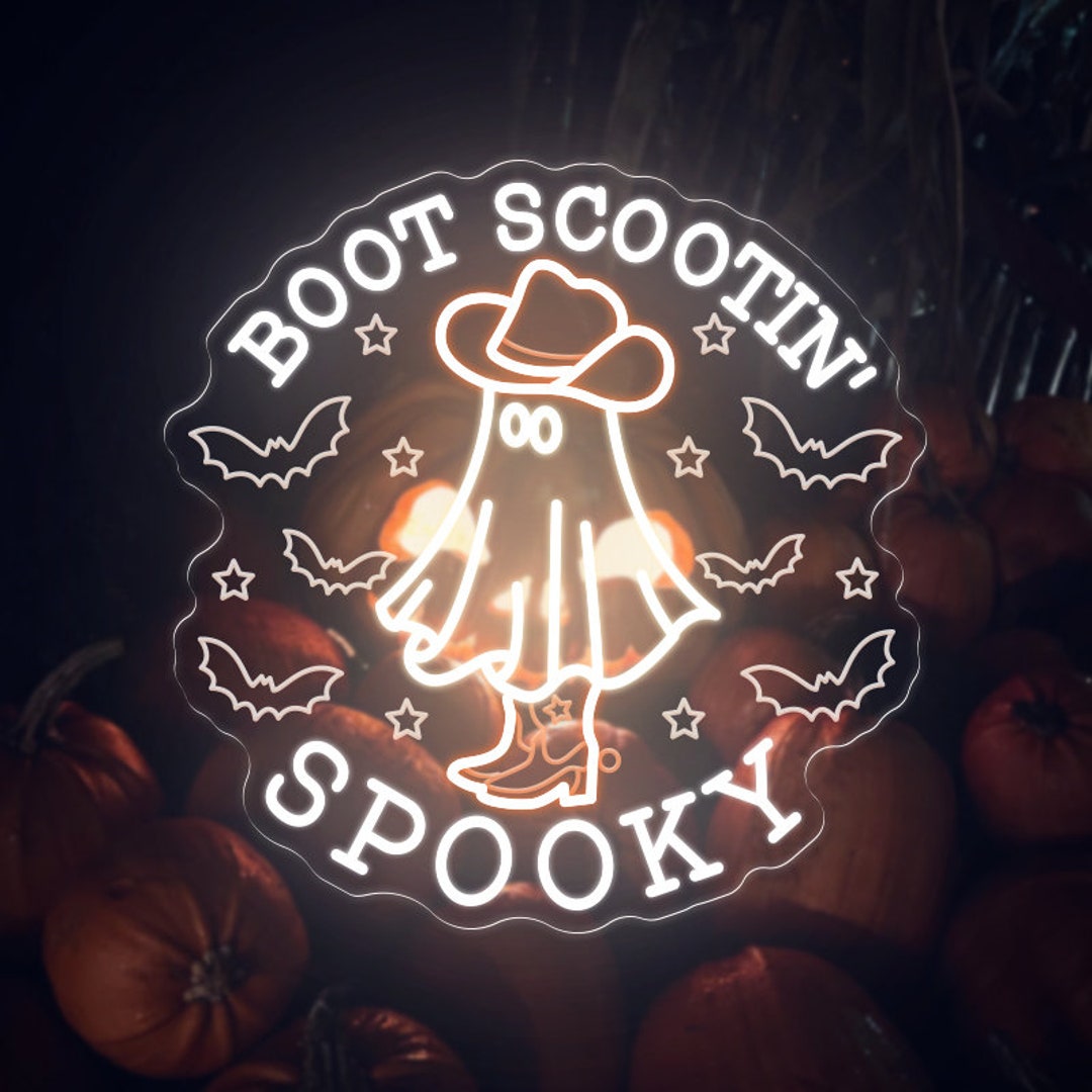 Cowboy/cowgirl Halloweenboot Scootin Spooky Neon Signcute - Etsy