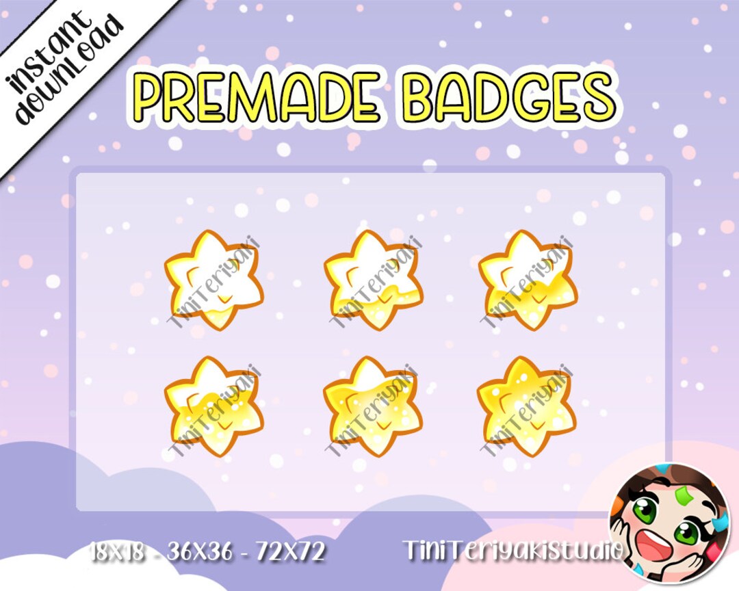 Yellow Stars Twitch Badges Tini Teriyaki - Etsy