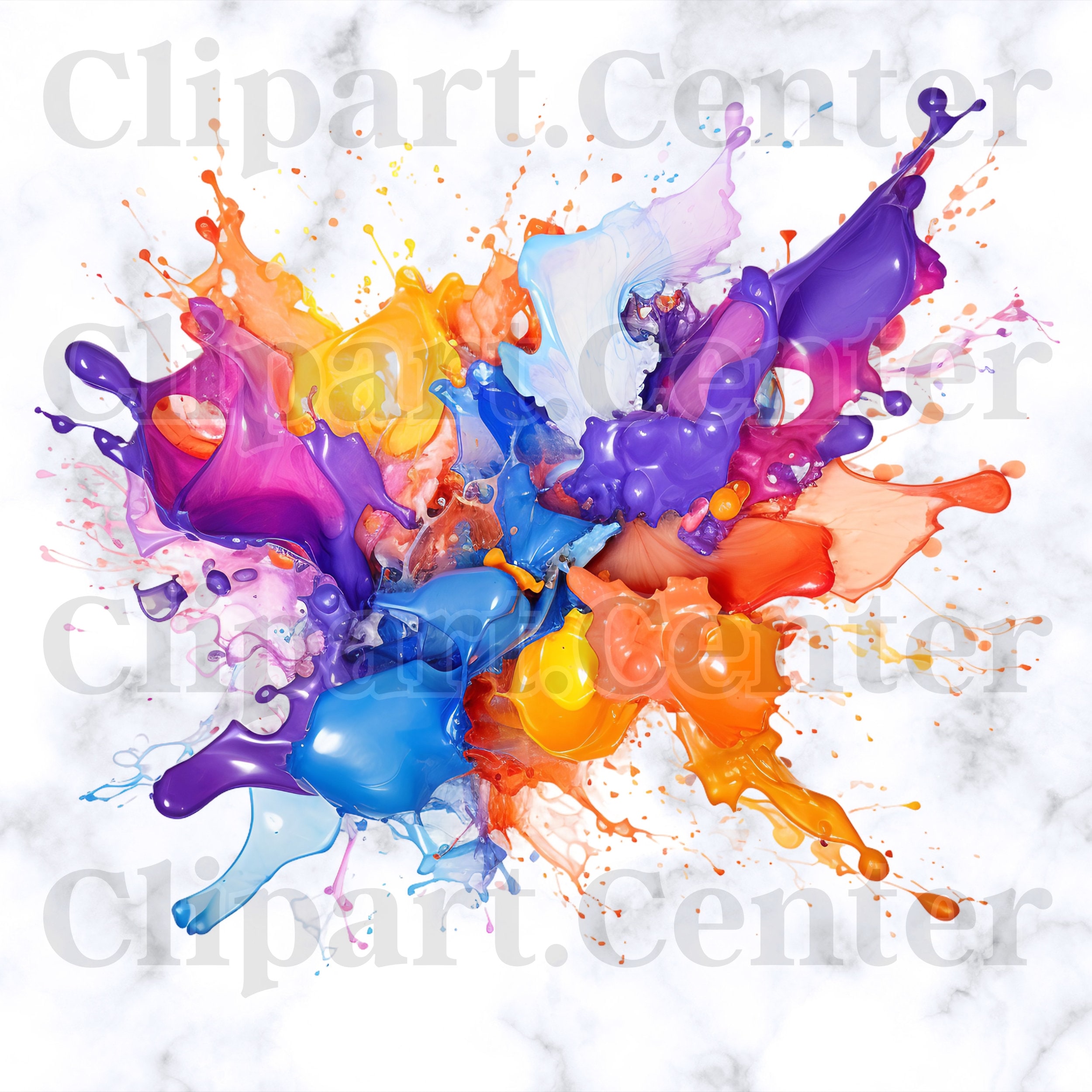 Vibrant Paint Splash PNG Clipart Bundle: Colorful Splatter and ...