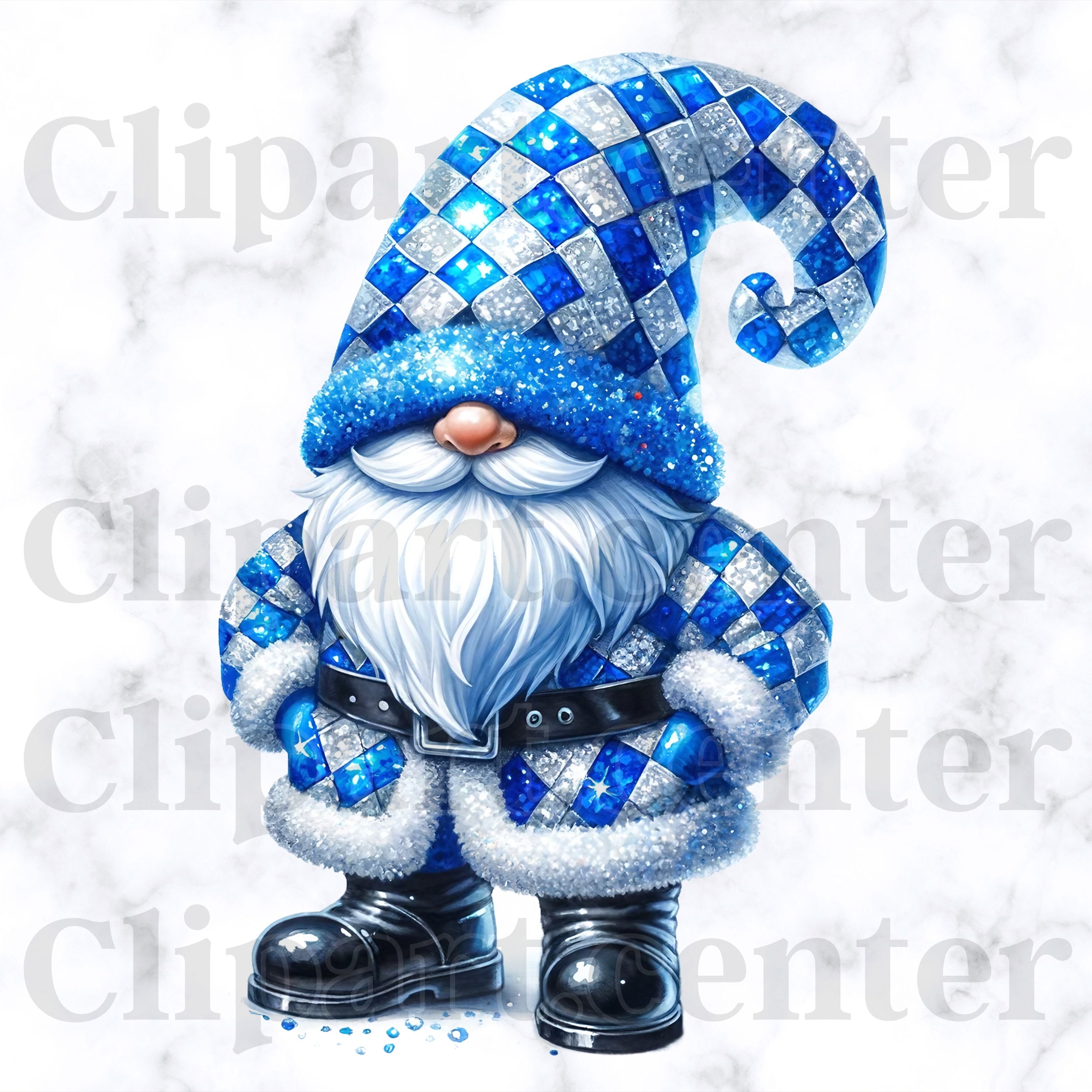 BLUE GNOMES PNG Bundle: 35 Whimsical Watercolor Cliparts for Festive ...
