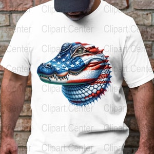 Patriotic Alligator Clipart PNG, USA Flag Design, American Alligator ...