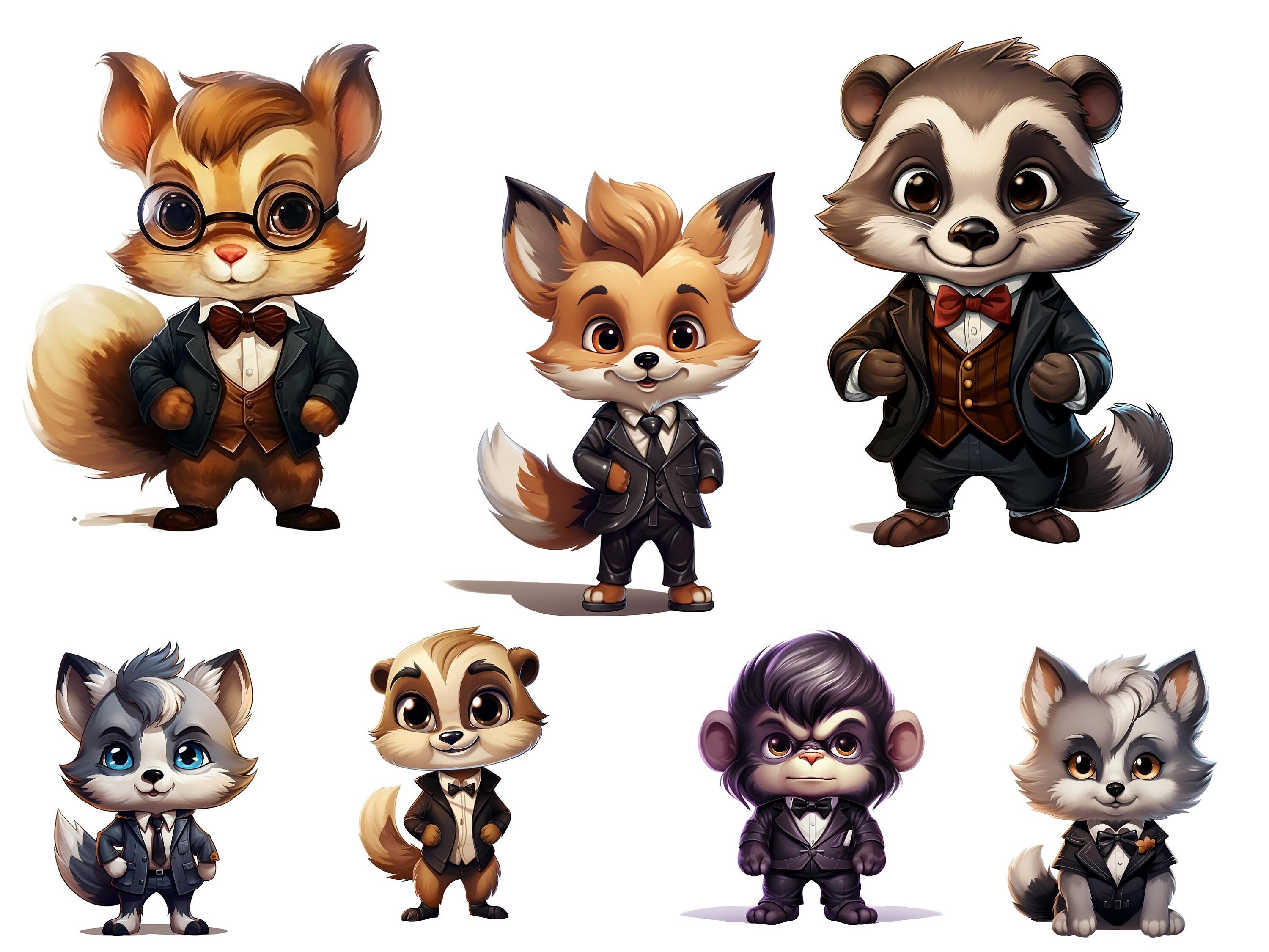 30 Chibi Animals Chibi Animals Cute Clipart Colorful - Etsy