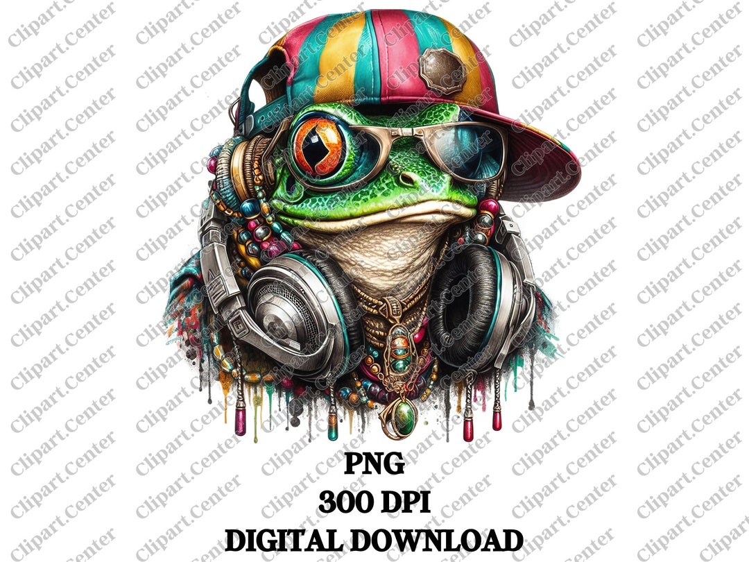 Funky Chameleon PNG, Colorful DJ Lizard Clipart, T-shirt Design Digital ...