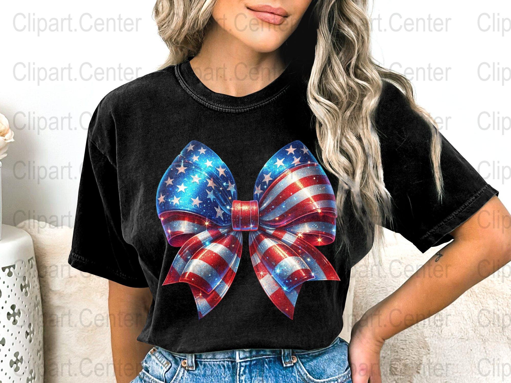 USA Flag Bow PNG, Sparkling American Bow Clipart, Patriotic Coquette ...