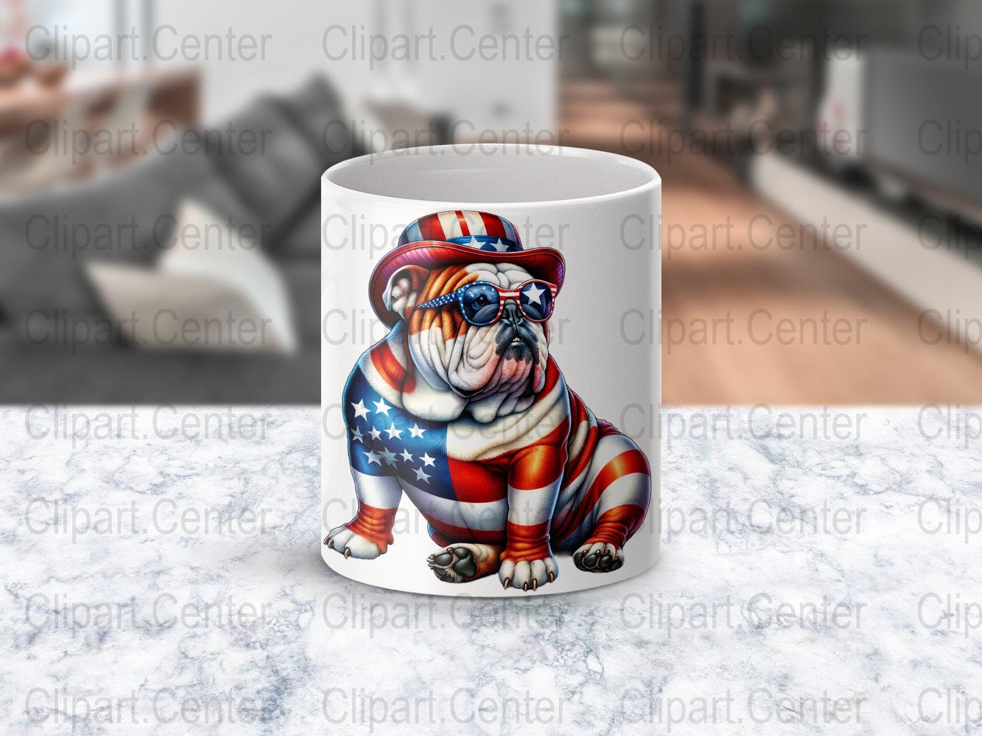 Patriotic Bulldog Clipart, American Flag Dog PNG, Fourth of July ...