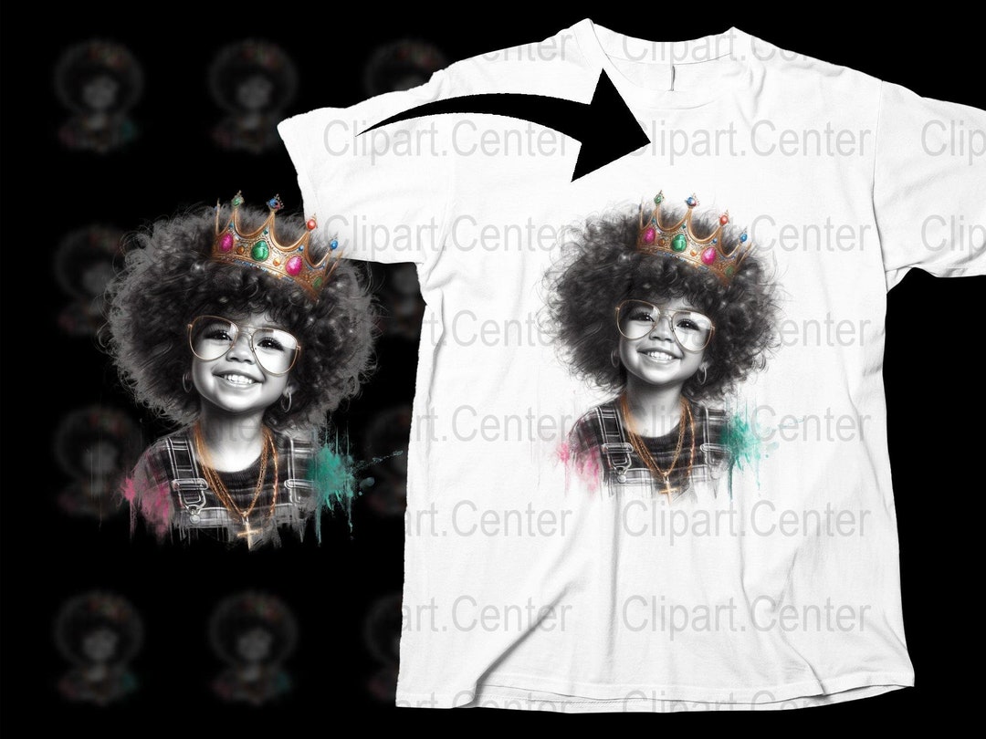 Black Queen Girl PNG, Cute Little Girl With Crown Digital Art, Afro ...