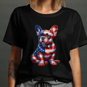 Patriotic Dog Clipart, American Flag French Bulldog PNG, 4th of July ...