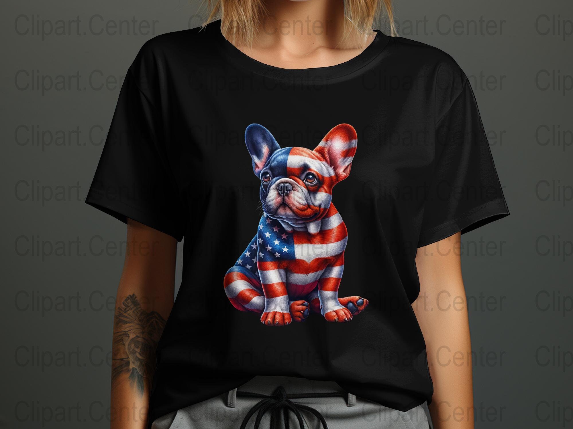 Patriotic Dog Clipart, American Flag French Bulldog PNG, 4th of July ...