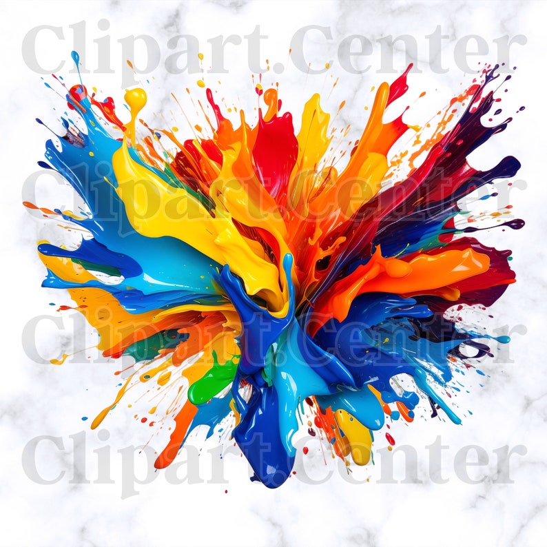Vibrant Paint Splash PNG Clipart Bundle: Colorful Splatter and ...