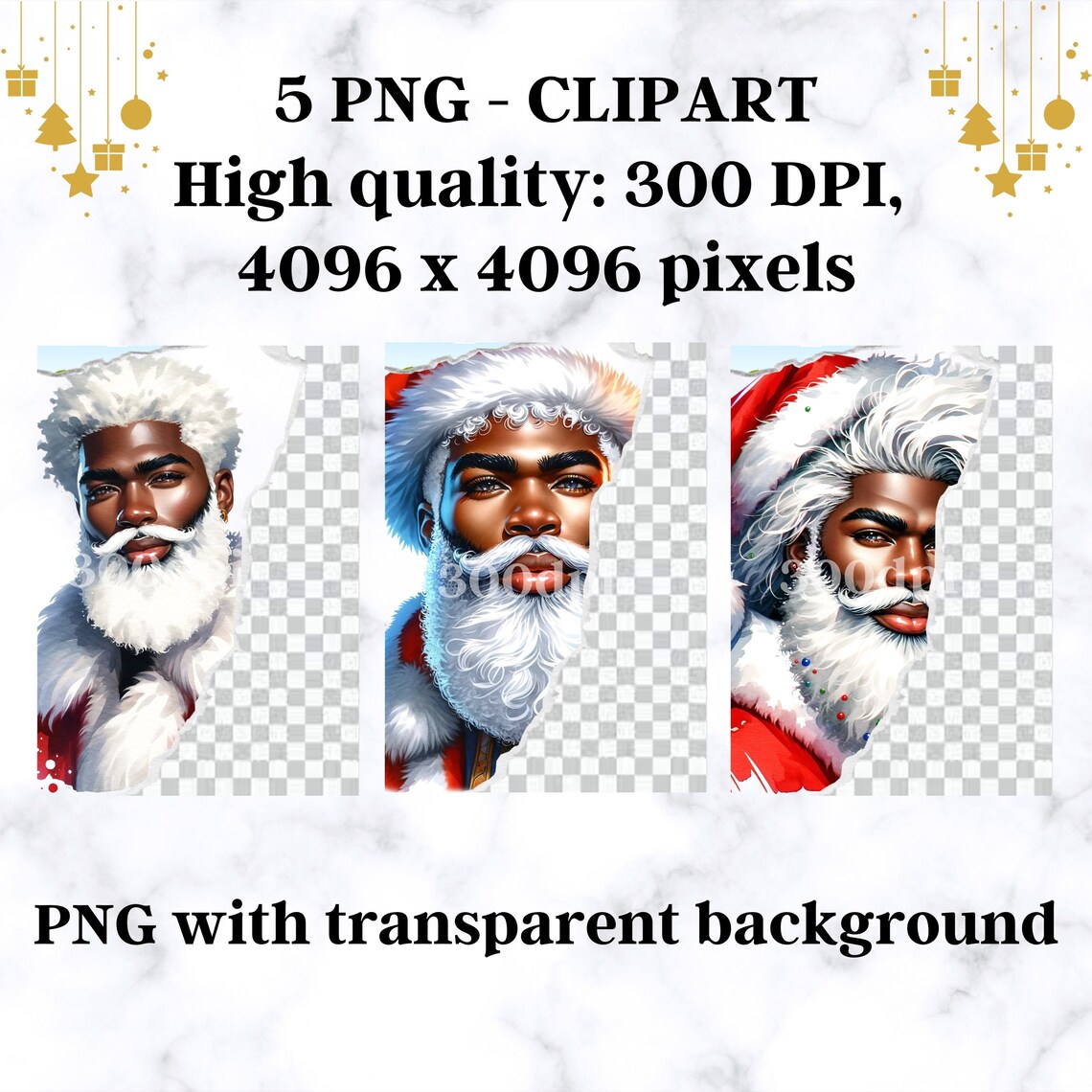 Exclusive Black Santa Claus Clipart Collection: 5 Unique African ...