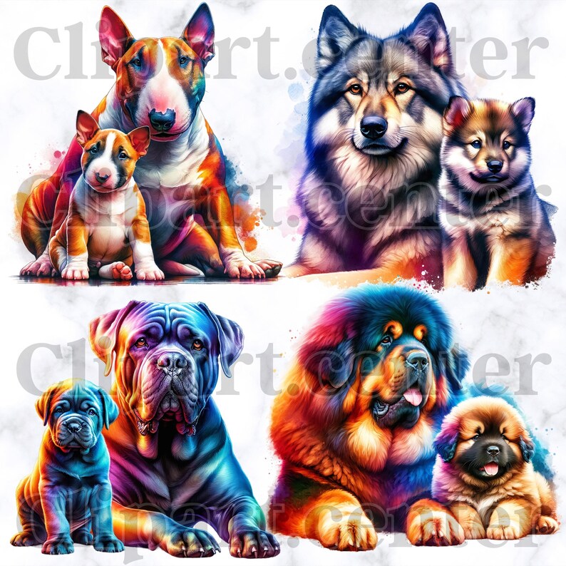 100 Dog and Puppies Clipart PNG Collection: Complete Set of 66 Breeds ...